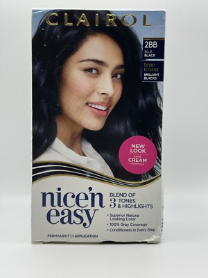 Clairol Nice'n Easy Permanent Hair Dye, 2BB Blue Black Hair Color, 1 ...