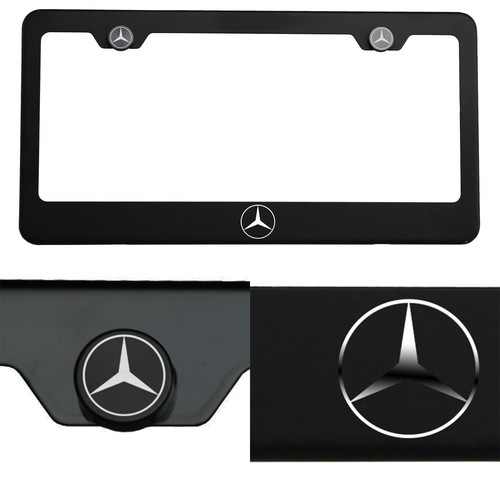 Laser Engraved Mercedes Benz Logo Matte Black License Frame Stainless ...