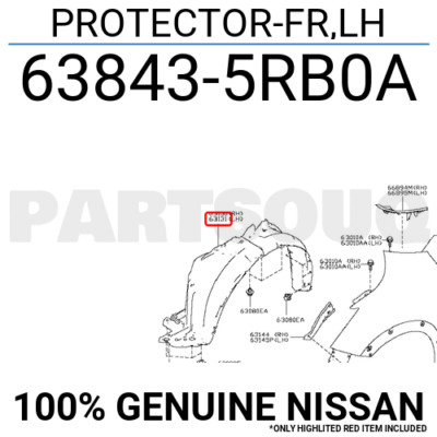 638435RB0A Genuine Nissan PROTECTOR-FR,LH 63843-5RB0A | eBay