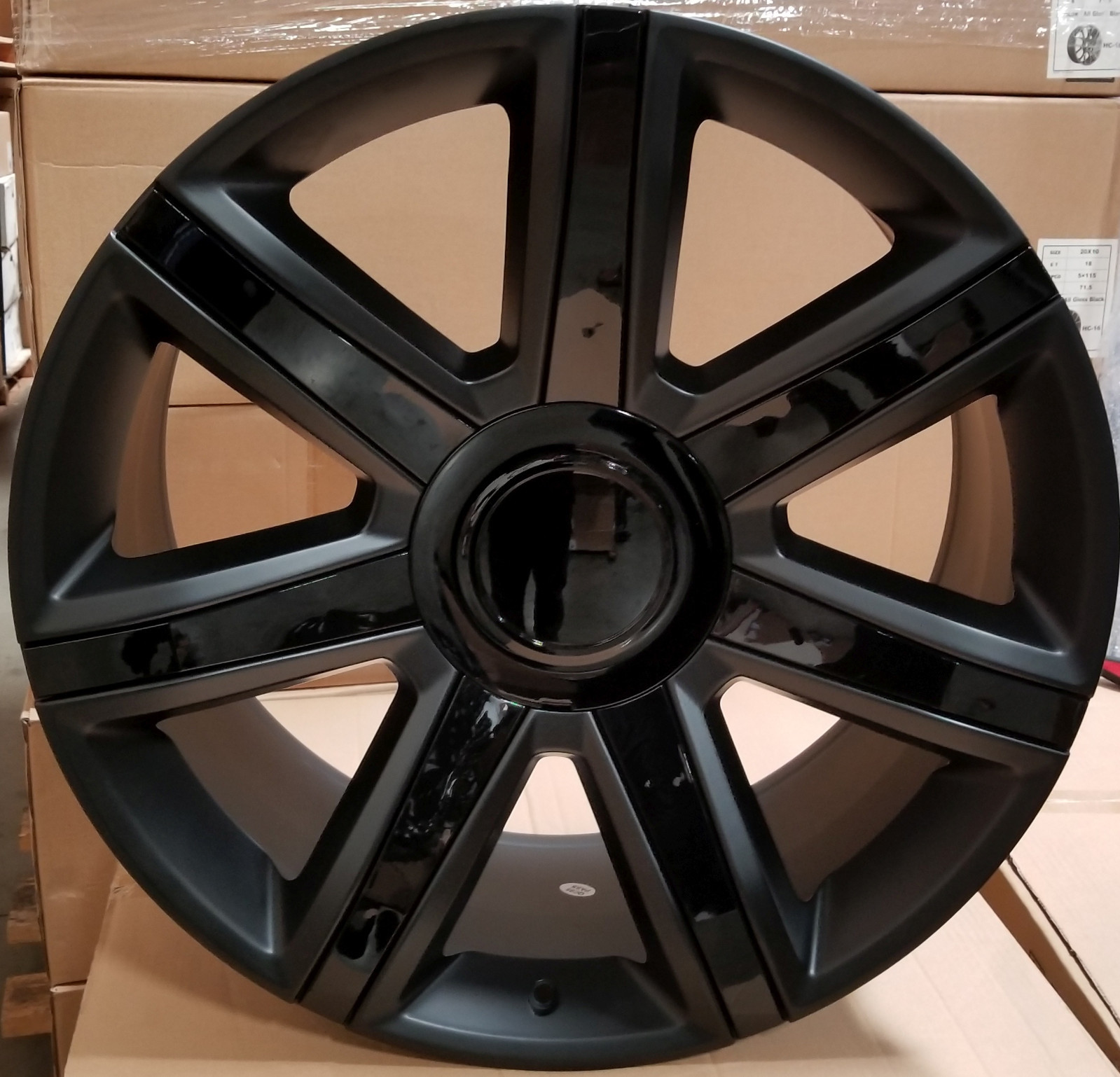26x9.5 Replica Wheels 7Spoke Style Black Chrome Rims Fit Cadillac ...