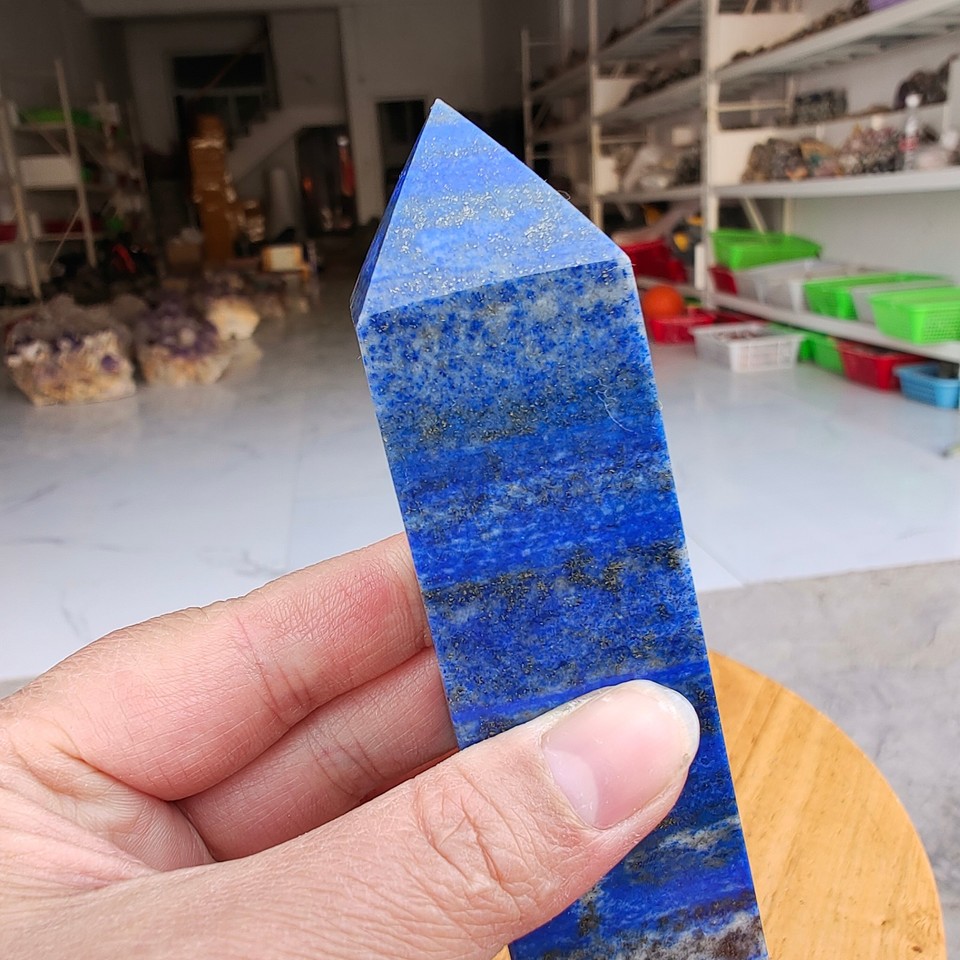 250g Natural Rock Lapis Lazuli Quartz Crystal Stone Point Healing Wand ...