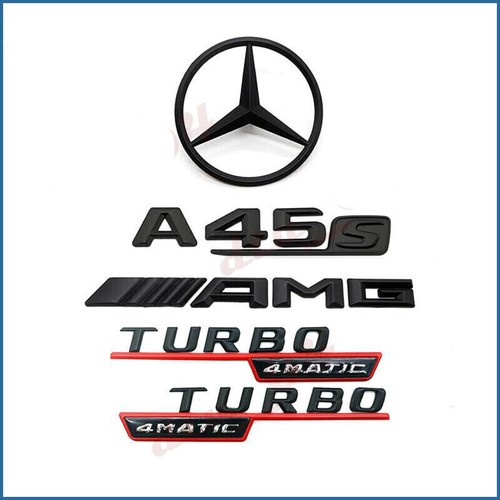 for Mercedes W176 A45S AMG TURBO 4MATIC Rear Star Emblem Matte Black ...