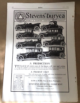 Stevens-Duryea car ad 1913 originl vintage 1910s print retro art illus ...