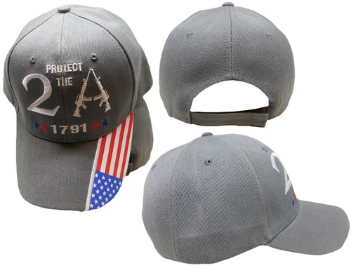 Protect The 2A 2nd Amendment 1791 USA Flag Bill Embroidered Grey Gray ...
