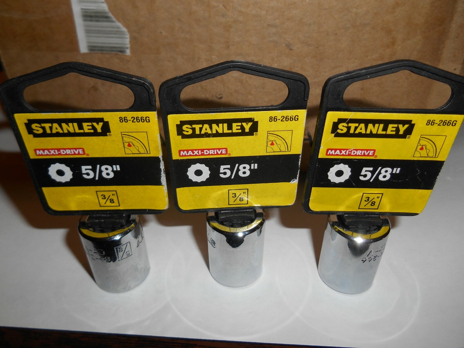 LOT OF 3 BRAND NEW! STANLEY WORKMASTER 3/8" DR X 5/8" 12pt SOCKET P/N ...