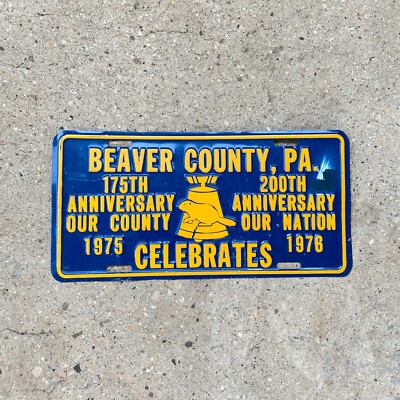1976 Beaver County Pennsylvania License Plate Booster Vintage Metal ...