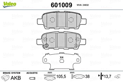 VALEO Disc Brake Pad Set Rear For NISSAN RENAULT INFINITI SUZUKI Ex ...