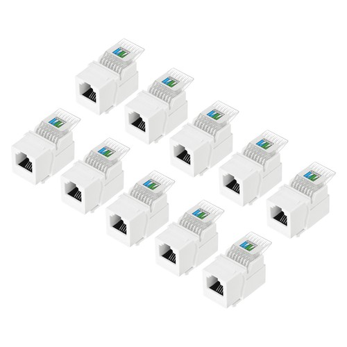 10 Pack RJ11 Cat 3 Telephone Jack, Cat3 Coupler Phone Adapter, White ...