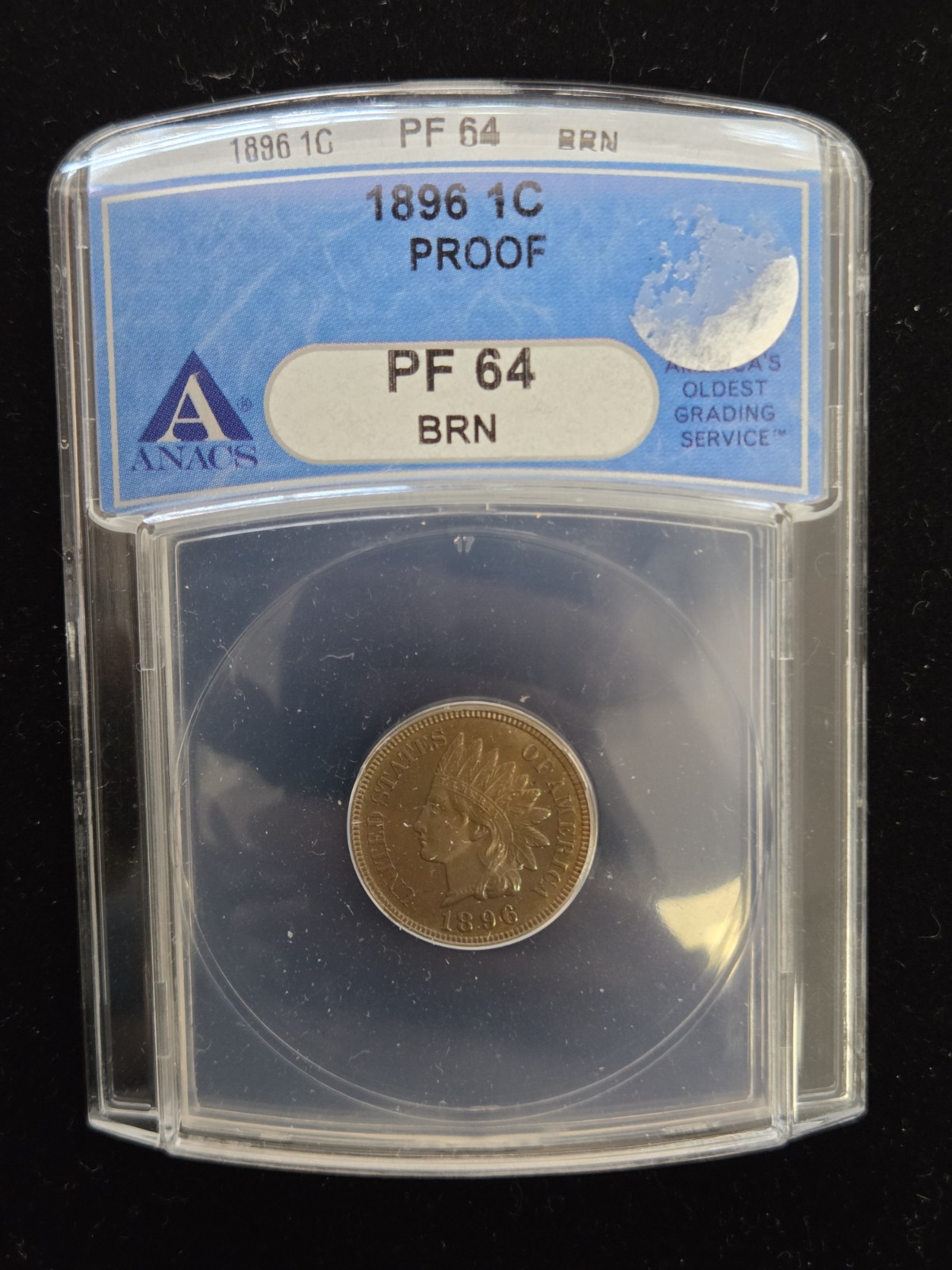 1896 PROOF INDIAN HEAD CENT ANACS PR64 BRN GORGEOUS COLOR! | eBay