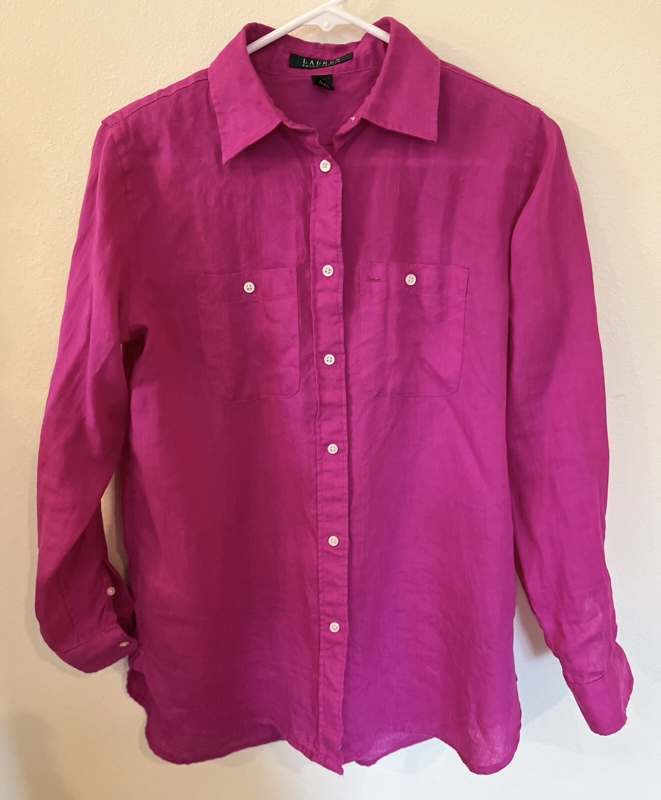 Lauren Ralph Lauren 100% Linen Pink Button Down Shirt… - Gem