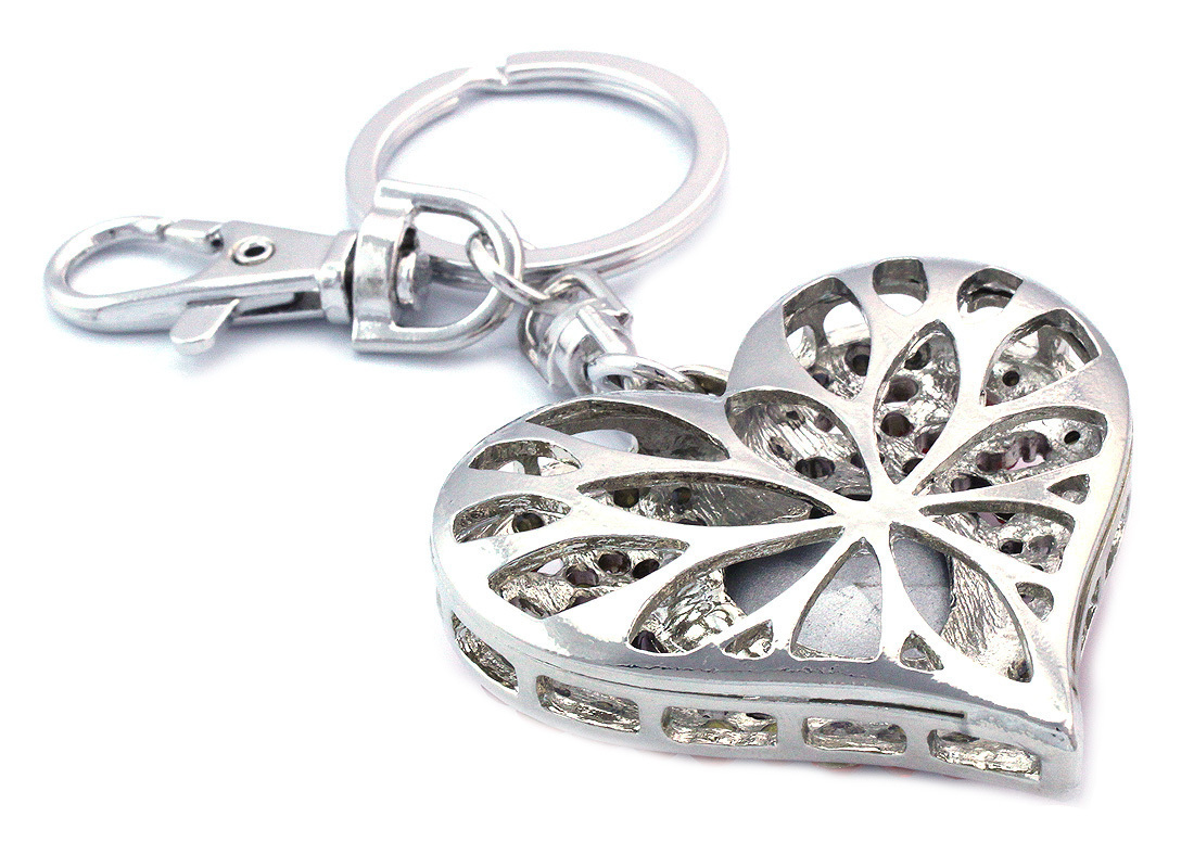 Clear Crystal Heart Charm Key Chain Ring Mother's Day Christmas ...