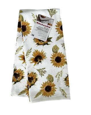 KitchenAid 2 Pc Kitchen Dish Towel Set Fall Gold Yellow Sunflowers Mums ...