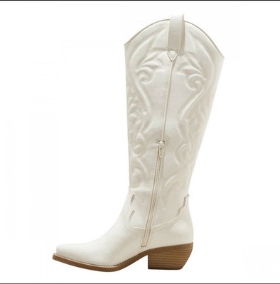 wild Fable Womens Kenzi Western Boots with Memory Foam Insole Ivory Off ...