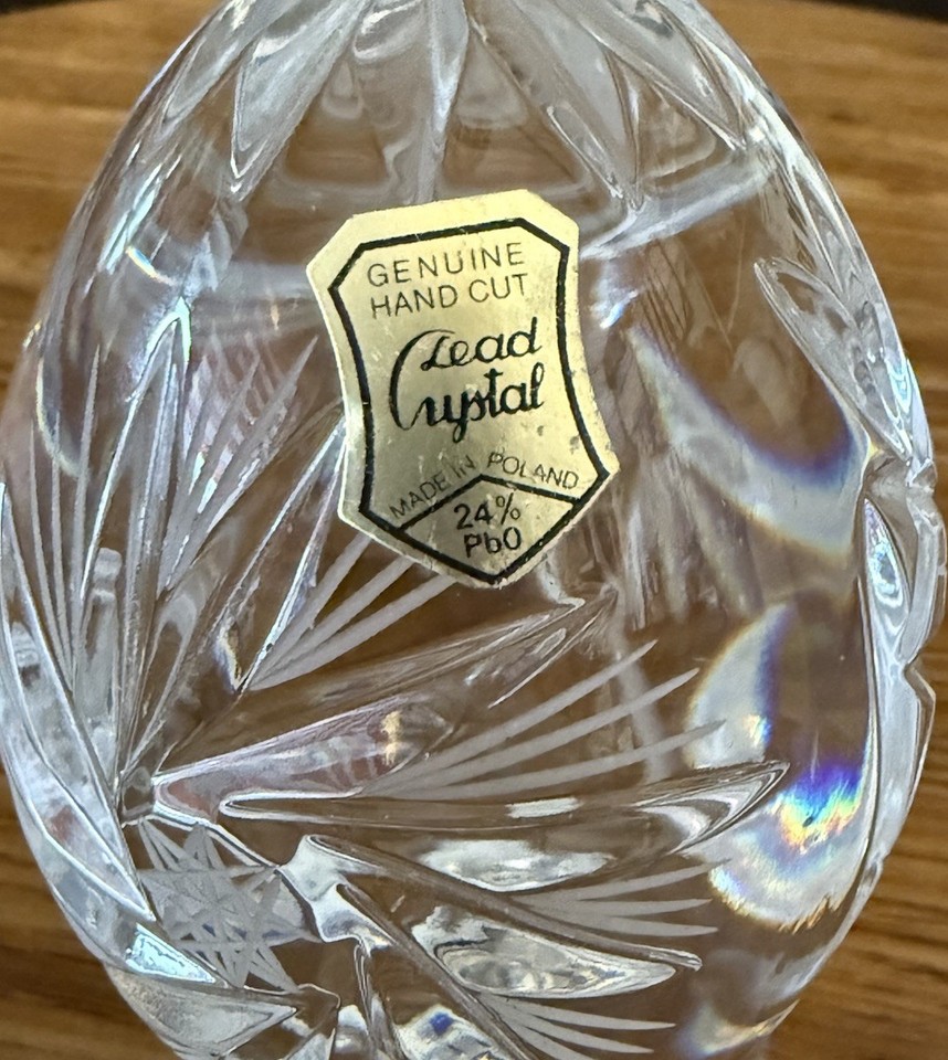 Vintage Art Glass Lead Crystal Egg Paperweight 4.5" Made in Poland Hand ...