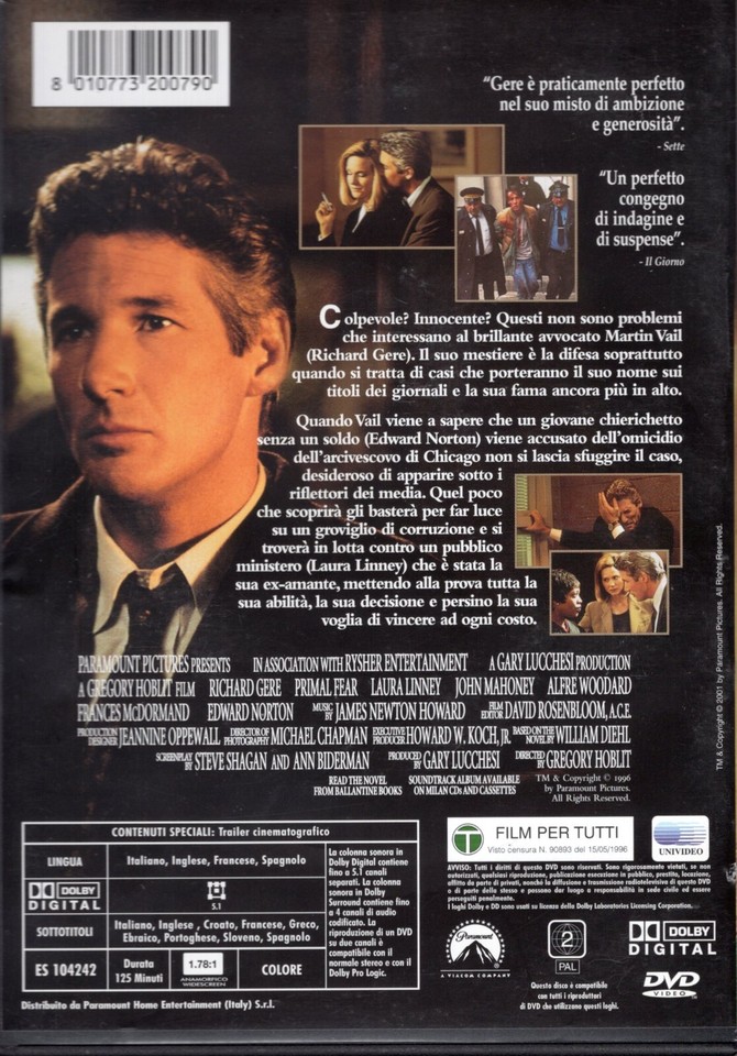 Shattered Fear (Richard Gere) (1996) DVD | eBay