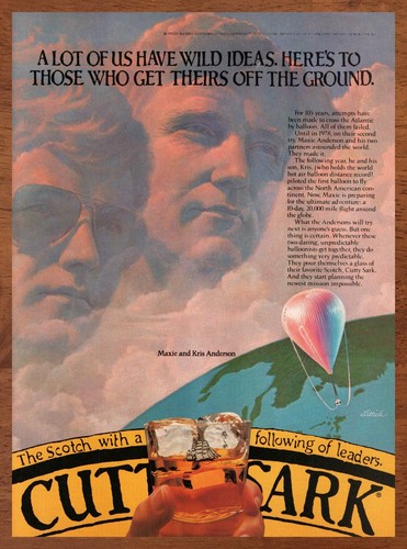 1981 Cutty Sark Scotch Whisky Vintage Print Ad/Poster Maxie Anderson ...
