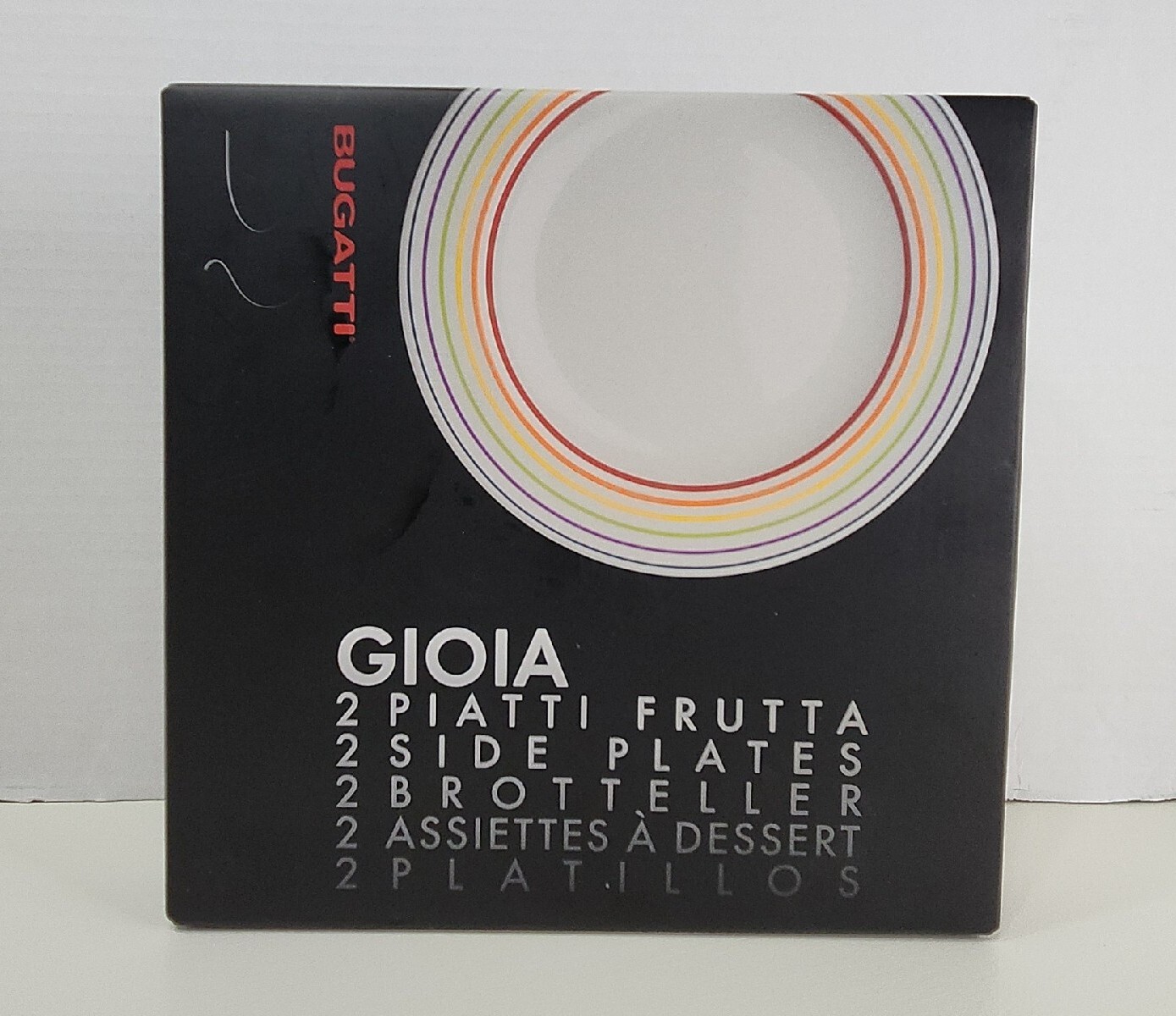 GREAT SET OF FOUR (4) BUGATTI "GIOIA" SIDE PLATES RAINBOW RIBBON DESIGN ...