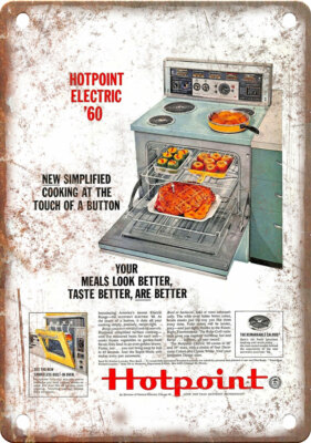 Hotpoint Vintage Stove Ad 12" x 9" Reproduction Metal Sign ZF186 | eBay