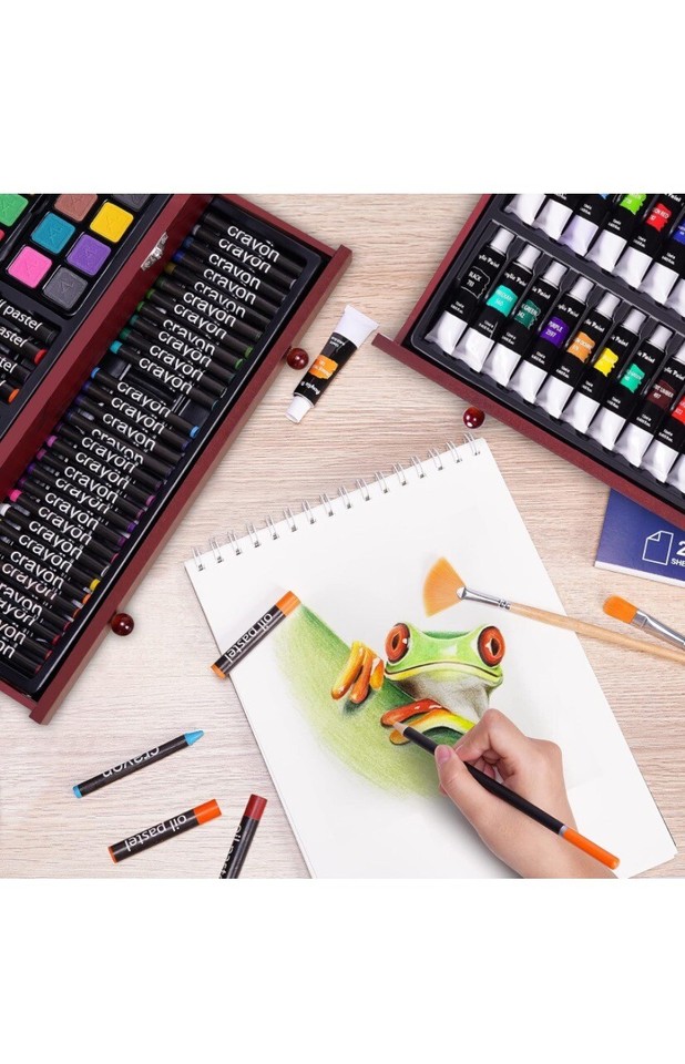 175 Piece Deluxe Art Set with 2 Drawing Pads, Acrylic Paints,Crayons ...