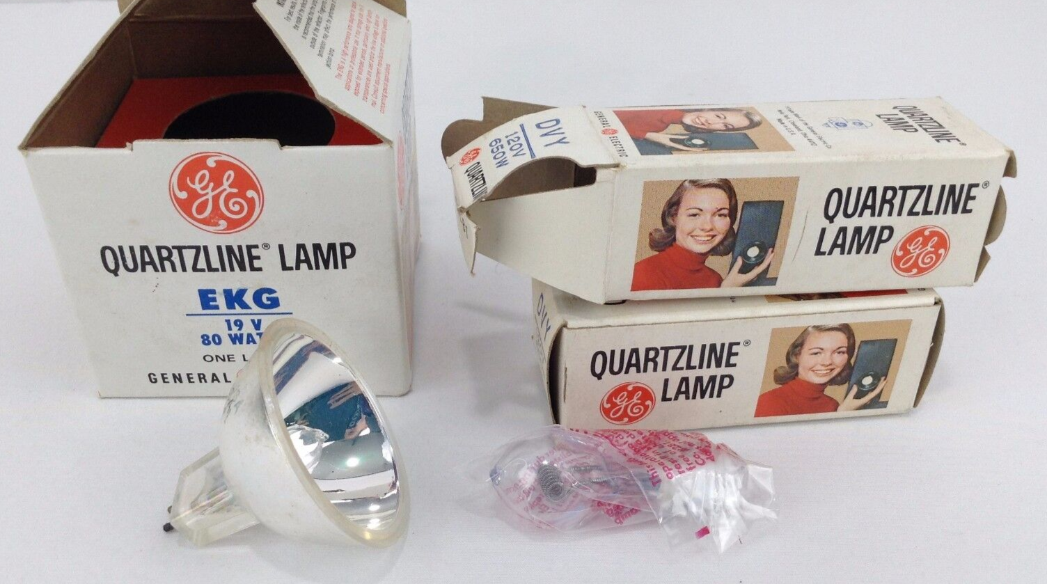 Lot of 3 Quartzline Lamp for Projectors EKG (1) & DVY (2) - Vintage GE ...