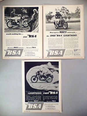 BSA Motorcycle PRINT AD - 1965 ~~ LOT of 3 ads ~~ B.S.A. | eBay