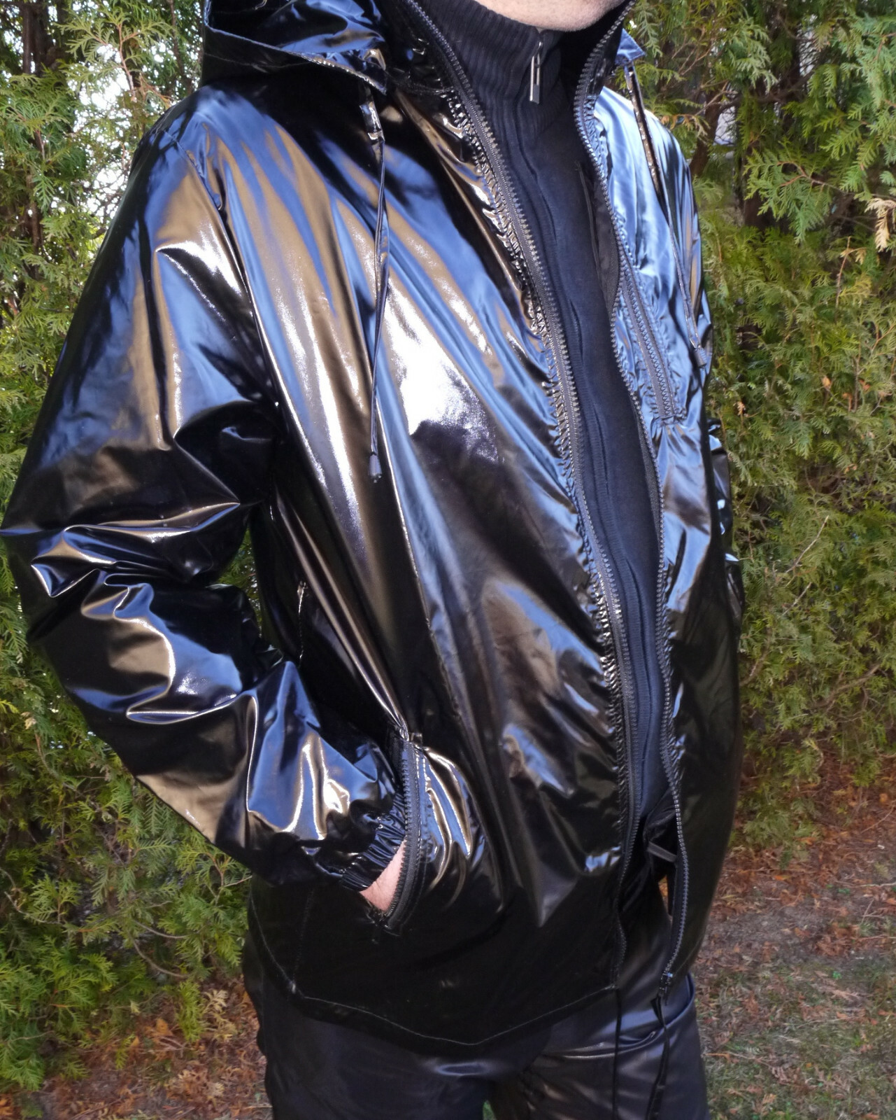 Glanznylon PVC shiny Jacke1K Regenjacke Jacket 10 Farben XS-5XL 15 mm ...