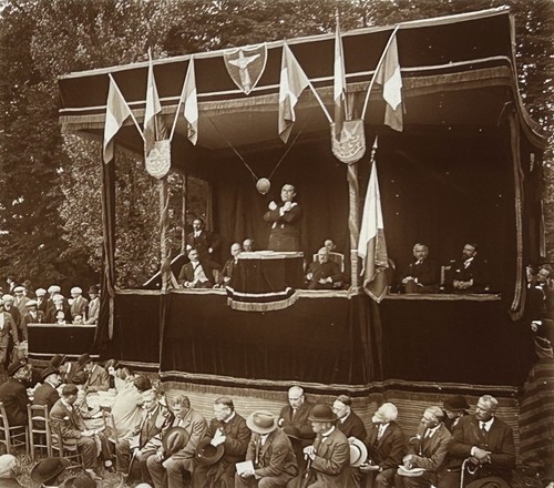 Platform Speeches Politics Man IN Identifies Photo Plate Vintage Stereo ...