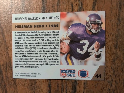 1991 Pro Set Football Herschel Walker Heisman Hero 1982 # 44 | eBay