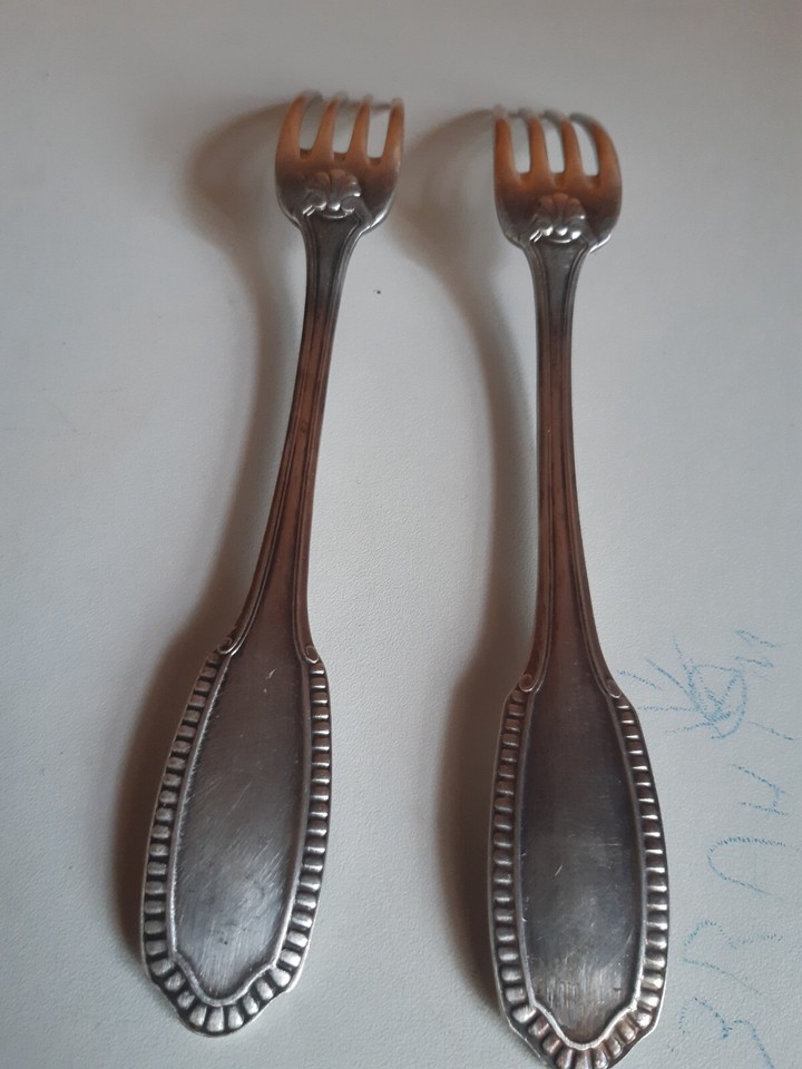 Forchette Metallo Argentato Orafo Punzone SF Argenterie Arte da Tavolo ...