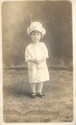 Little Girl Harper Studio Augusta Illinois circa 1910 RPPC Real Photo ...