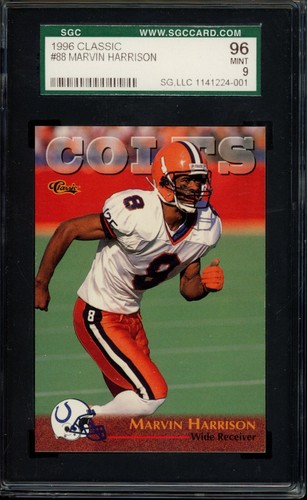 1996 Classic #88 MARVIN HARRISON SGC 9 MINT Indianapolis Colts Rookie ...