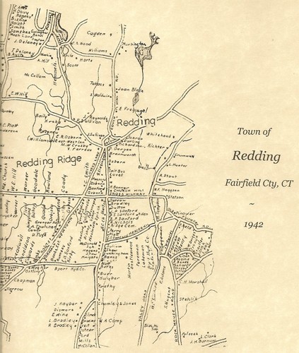 Redding Topstone Redding Ridge CT 1942 Map with Homeowners Names Shown ...
