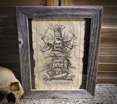 Devils Idol Woodcut Aged Print Frame not included | eBay