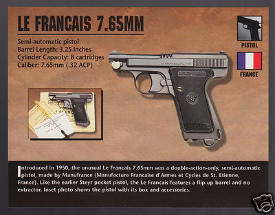 LE FRANCAIS 7.65mm PISTOL Manufrance France Gun Classic Firearms PHOTO ...