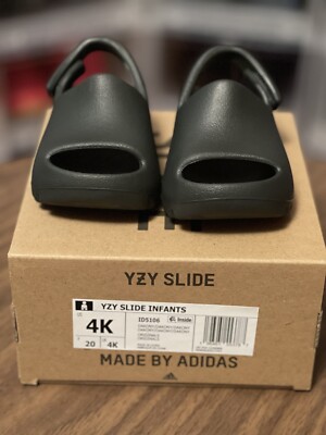 Adidas Yeezy YZY Slide Infants Dark Onyx Black Gray Size 4K KANYE ...