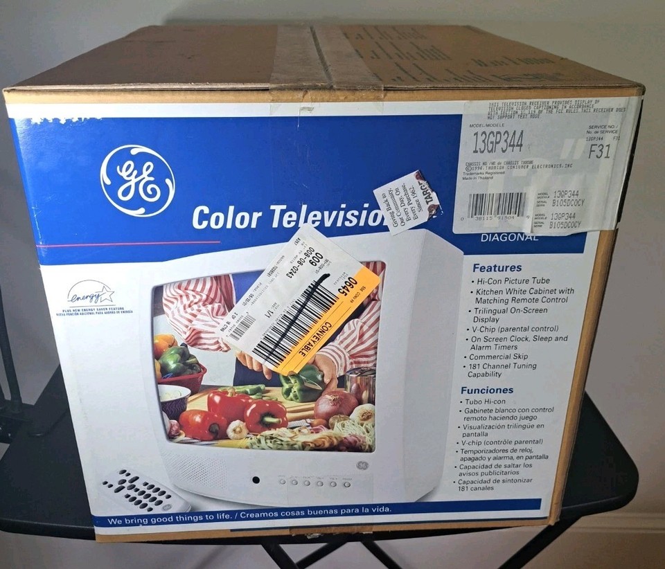VTG GE CRT 13" White Retro Gaming Television TV w/ OEM Remote Brand New ...