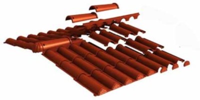 mediterrane Kunststoff Dachziegel Dachpfannen Rundfirst Komplettpaket ...
