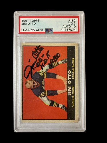 1961 Topps #182 Jim Otto Signed HOF Rookie Raiders PSA/DNA Card 3 ...