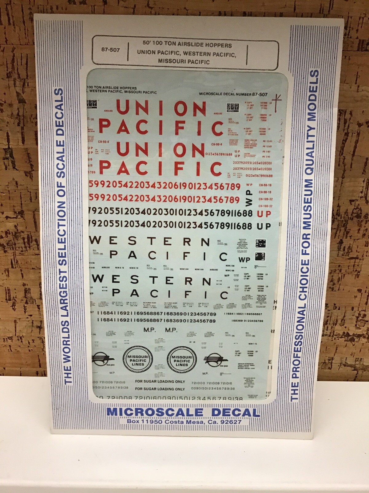 MICROSCALE DECAL HO SCALE 87-507: 50’ 100 Ton Air slide Hoppers: UP,WP ...