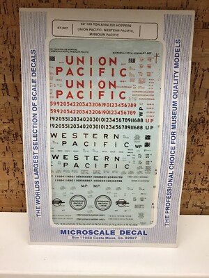 MICROSCALE DECAL HO SCALE 87-507: 50’ 100 Ton Air slide Hoppers: UP,WP ...