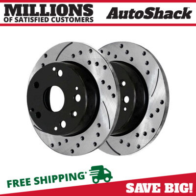 Rear Drilled Slotted Brake Rotors Black Pair 2 for Honda Element Acura ...