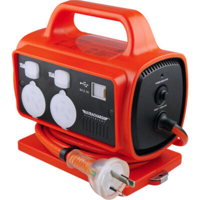 5 Outlet RCD Protected 15A RCD Safety Powerblock with 2 USB Ports ...