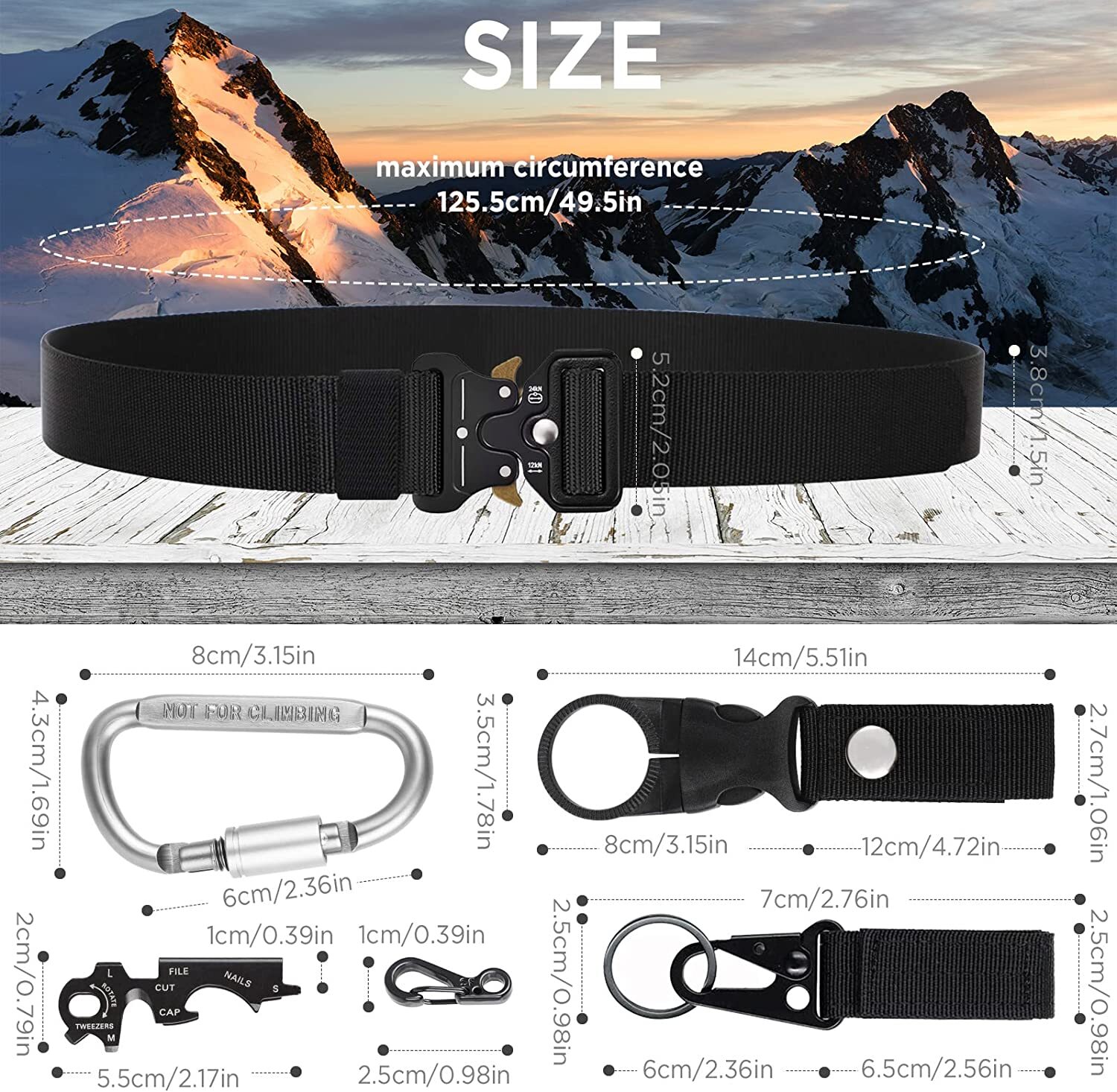 Men Tactical Belt Sets Military Style Safety Belts w/Metal Buckle Heavy ...