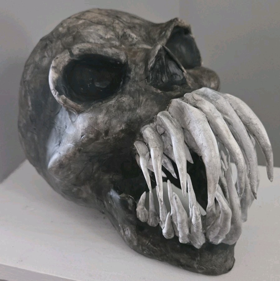 My OOAK Creepy Oddity Art Clay Skull Sculpture w/ Long Scary Fangs | eBay