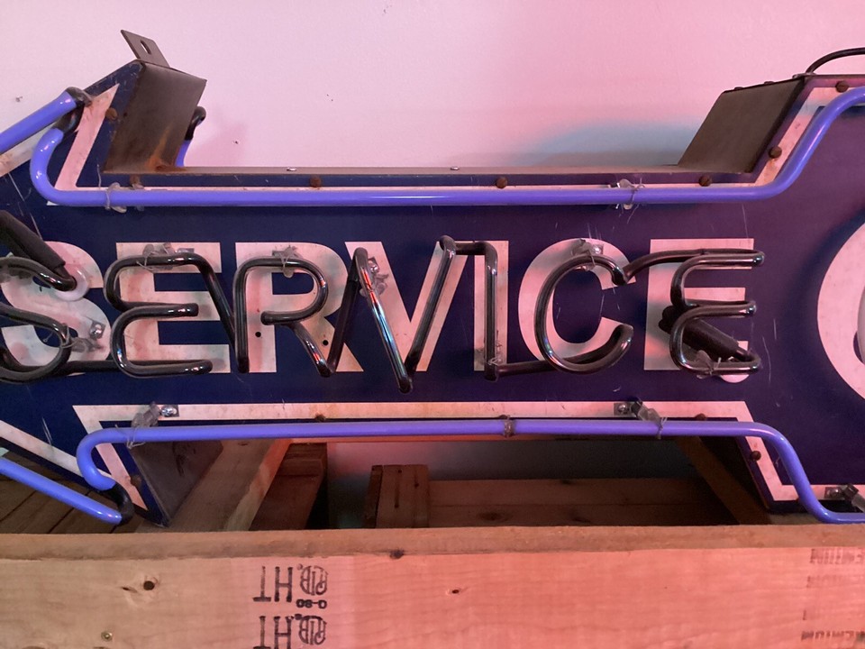 NEON double Sided FORD SERVICE Arrow 5’ vintage LooK man Cave SHOP CooL ...