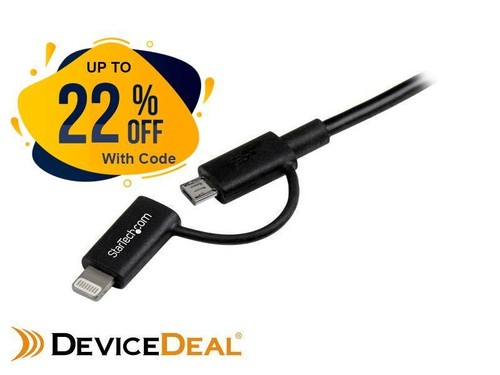 StarTech 1m Black Apple 8-pin Lightning or Micro USB to USB Combo Cable ...