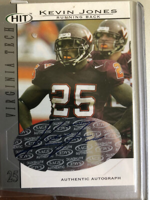 Kevin Jones Auto Virginia Tech Hokies Football Hit A24 Silver | eBay
