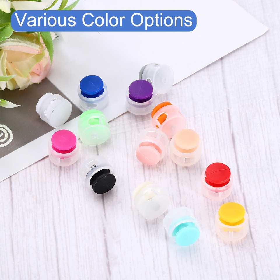 25 Pcs Plastic Spring Cord Lock Double Hole, Transparent + Fluorescent ...