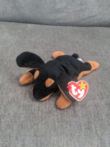 Ty Beanie Babies Doby Black Brown Dog 1996 *RARE, FACTORY ERRORS ...