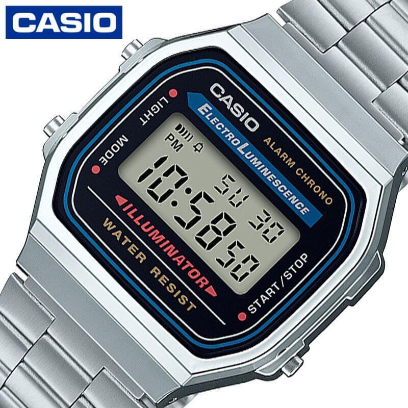 T1 Casio Watch Standard Unisex Casio-A168Wa-1A2Wjr Black Lcd Silver ...